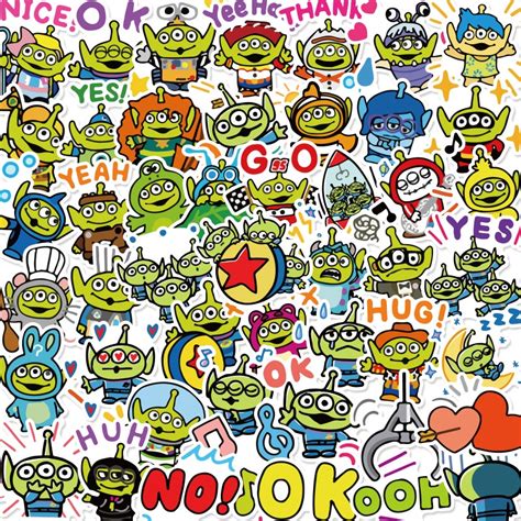 50 Pcs Alien From Toy Story Cute Cartoon Waterproof Pvc Stickers