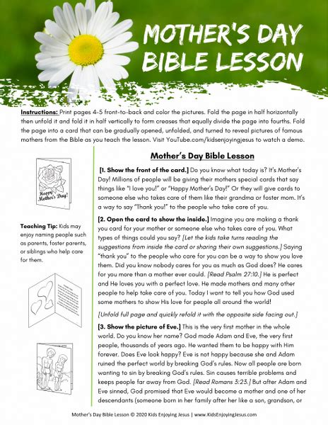 Bible Lesson For Mothers Day