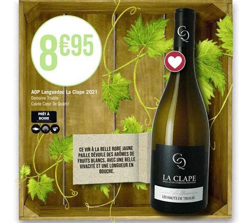Promo Aop Languedoc La Clape 2021 Domaine Triable Cuvée Coeur De Quartz