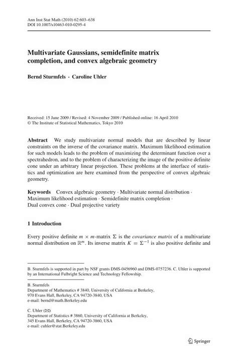 pdf multivariate gaussians semidefinite matrix completion · multivariate gaussians