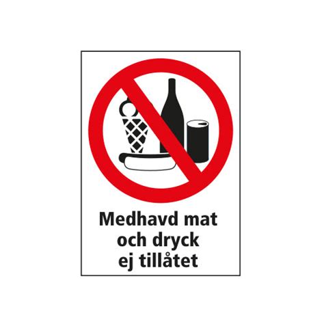 Medhavd Mat Och Dryck Ej Tillåtet Dekal Handla Online Hos