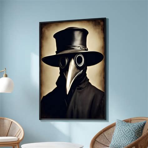 Plague Doctor Mask Art Dark Gothic Canvas Print Historical Eerie