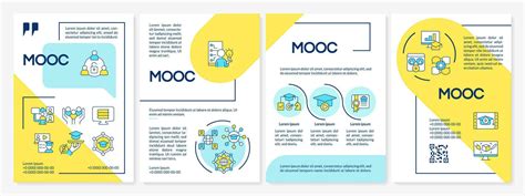 2d Mooc Multicolor Brochure Template Leaflet Design With Thin Line Icons 4 Vector Layouts