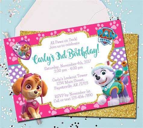 Skye Paw Patrol Birthday Invitations Rekagold
