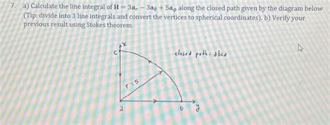 Solved 7 a Calculate the line integral of H 3ar3aθ 5aϕ Chegg com