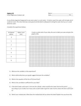 Linear Regression Analysis Labs By Function Junction TpT