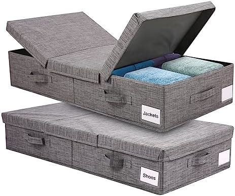 Otauoaea Rangement Sous Lit Lot De 2 Boite Rangement Sous Lit 15 Cm Hauteur Boite De