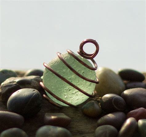 Sea Glass Jewelry Sea Glass Marble Pendant Wire Wrapped Sea Etsy Sea Glass Jewelry Sea