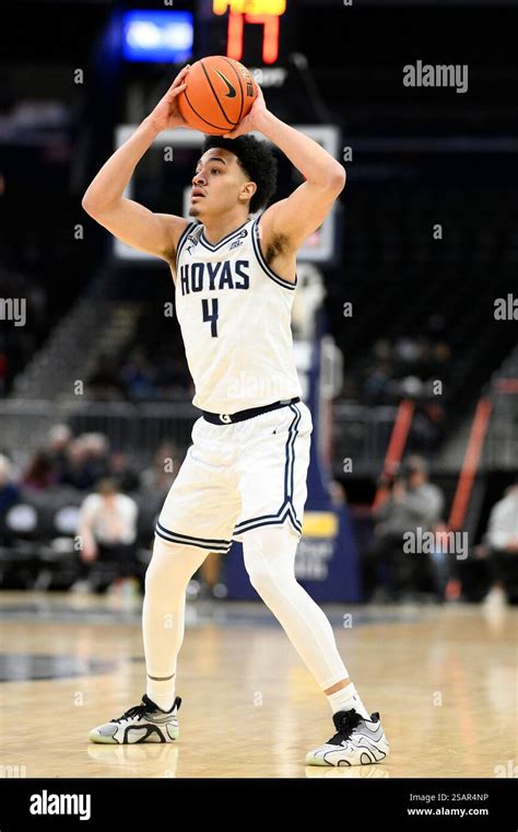 Georgetown Forward Caleb Williams 4 In Action During The First Half