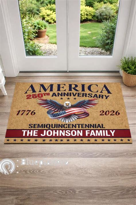 Custom Americas 250th Anniversary Doormat Personalized Name Patriotic