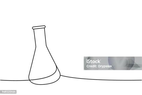 원추형 플라스크 한 줄 연속 도면 실험실 유리 장비 연속 한 줄 그림 벡터 미니멀리스트 선형 그림 건강관리와 의술에 대한 스톡 벡터 아트 및 기타 이미지 Istock