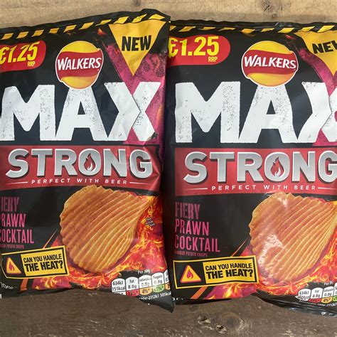 6x Walkers Max Strong Fiery Prawn Cocktail Crisps 6x70g And Low Price