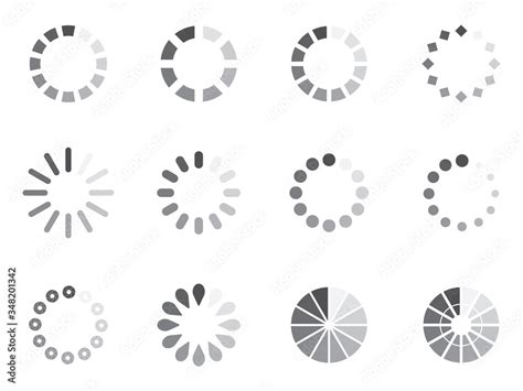 Download Progress Indicator Set Round Load Icon Vector Illustration