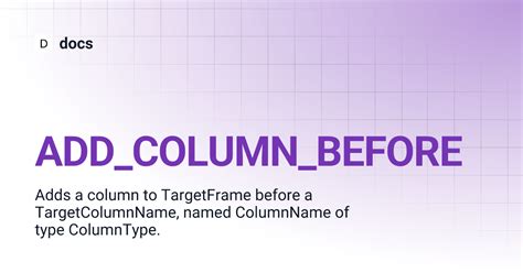 Addcolumnbefore Docs