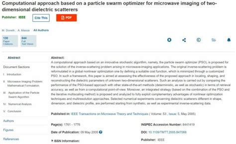 Computational Approach Based On A Particle Swarm Optimizer For Microwave Imaging Of Two