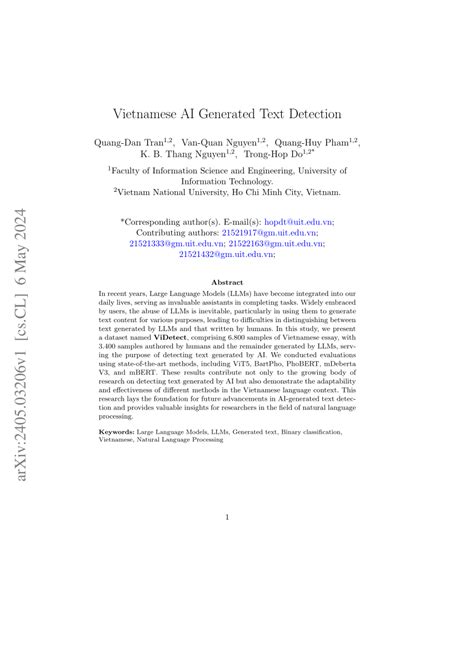 Pdf Vietnamese Ai Generated Text Detection