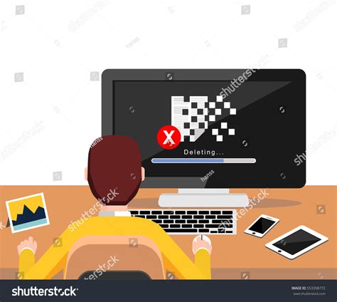 deleting file process on desktop screen stock vector royalty free 553398772 shutterstock