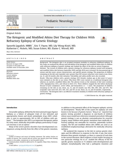 The Ketogenic And Modified Atkins Diet Pdf Ketogenic Diet Epilepsy