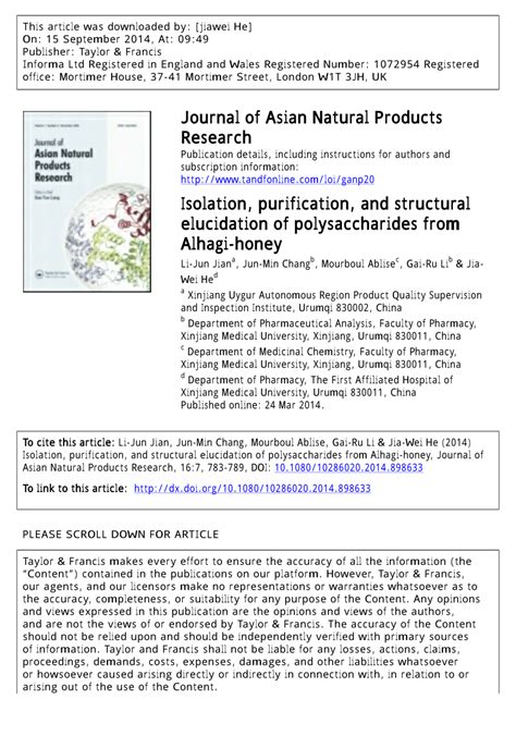 Pdf Isolation Purification And Structural Elucidation Of