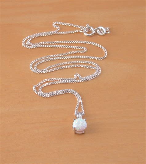 Sterling Silver Opal Pendant And Chain Opal Necklace Opal T Uk