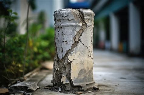 Edificio De Construcción De Pilares De Hormigón Agrietado Foto Premium