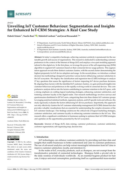 Pdf Unveiling Iot Customer Behaviour Segmentation And Insights For Enhanced Iot Crm