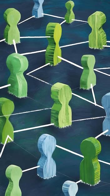 Team Building And Social Networking Concept With Green Wooden Figures