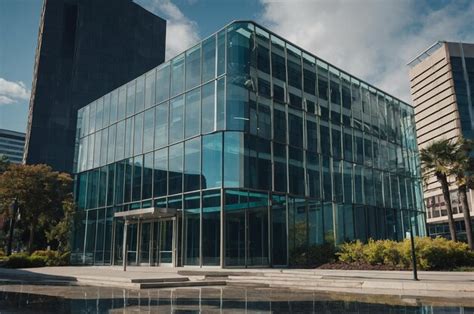 Office Building With A Striking Angular Glass Premium Ai Generated Image