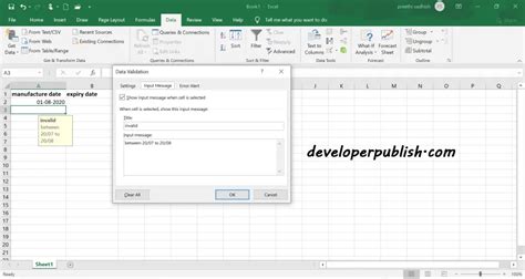 Date Validation In Microsoft Excel Developer Publish