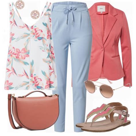 Sommerliches Freizeit Outfit Frauen Outfit Komplettes Casual Tops Ohrstecker Ohrclips