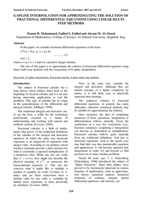 Pdf G Spline Interpolation For Approximating The Solution Of Fractional Differential Equations