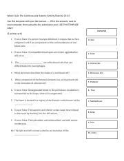 Week 7 Lab Assignmentdone Doc Week 6 Lab The Cardiovascular System Activity Exercise 20 23