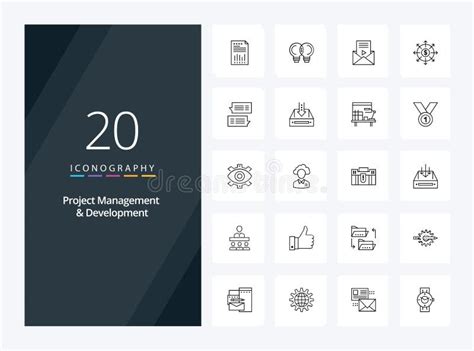 20 Project Management And Development Outline Icon For Presentation Stock Vector Illustration