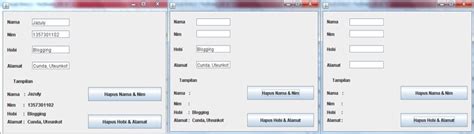 Membuat Button Inputoutput Hapus Nama Nim And Alamat Pada Netbeans