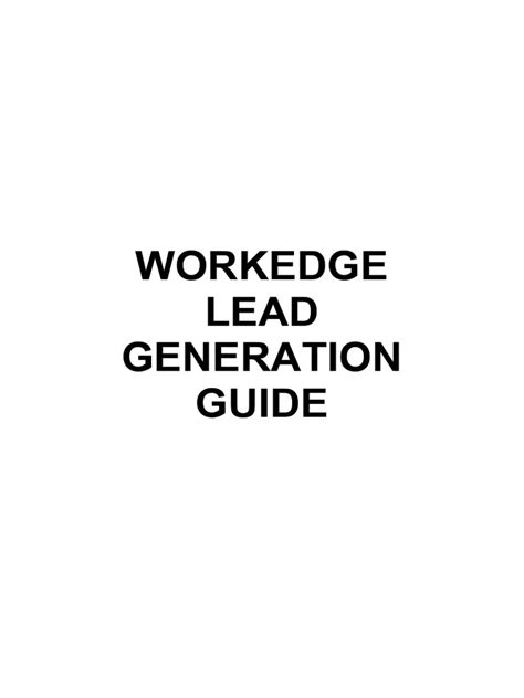 Workedge Lead Generation Guide Updated Pdf