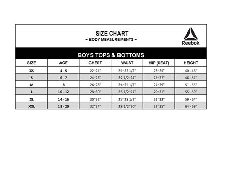 Reebok Jersey Size Chart Football At Laura Livingstone Learmonth Blog
