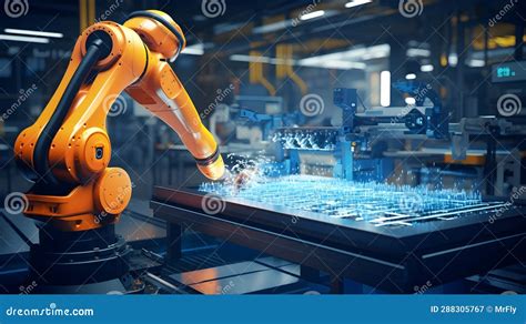 Robotic Arm In An Assembly Line Streamlining Production In An Industrial Plant Stock Image