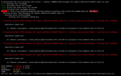 Selenium Side Runner Error Operation Timed Out · Issue 1561