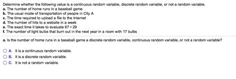 Solved Determine Whether The Following Value Is A Continuous