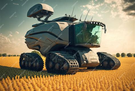 Premium Ai Image Drone Equipped Autonomous Combine Harvesters Agriculture And The Internet Of