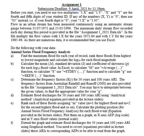 Partial Series Flood Frequency Analysis G Define A Chegg Com