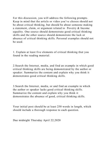 For This Discussion You Will Address The Following Prompts Keep Indocx