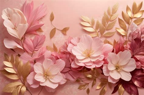 Seamless Pattern Of Flowers With Pink Blue And Orange Background Pink