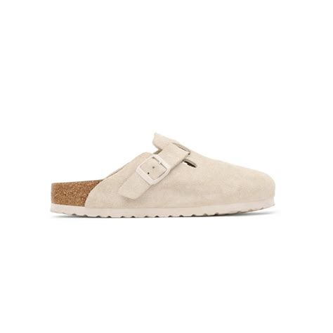 Suede Clog Birkenstock Boston Bs In Modern Suede Antique White