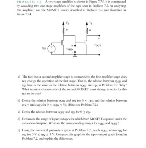 Solved Problem 7 3 A Two Stage Amplifier Is Shown In Figure