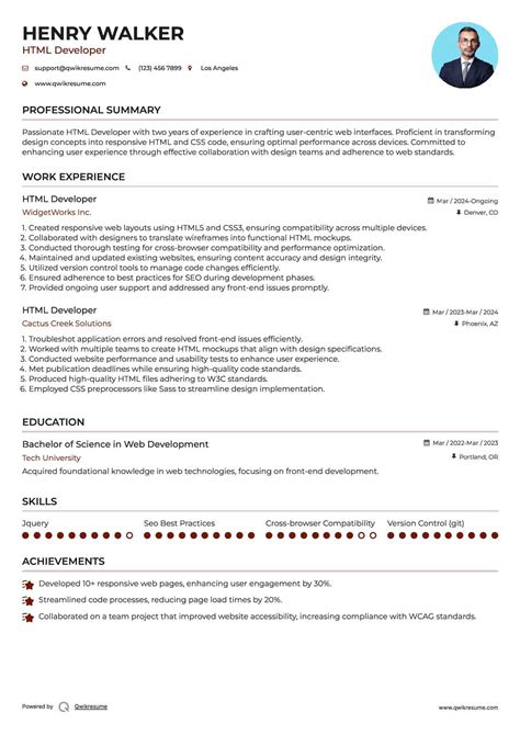 10 Html Developer Resume Samples And Templates For 2025