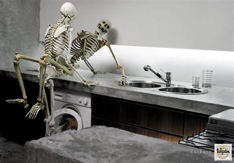 Condom Advertising Skeletons Having Sex