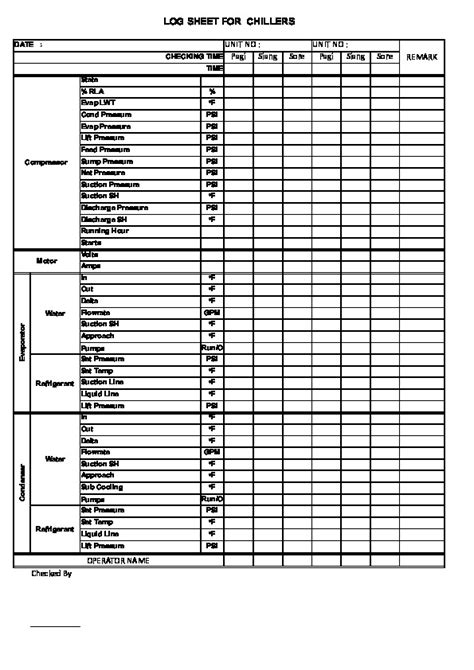 Log Sheet Chiller Pdfcoffee Com