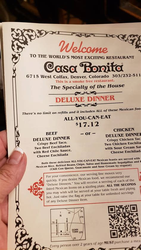 Menu At Casa Bonita Restaurant Lakewood