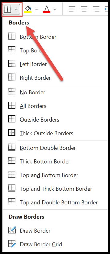 how to add borders in excel